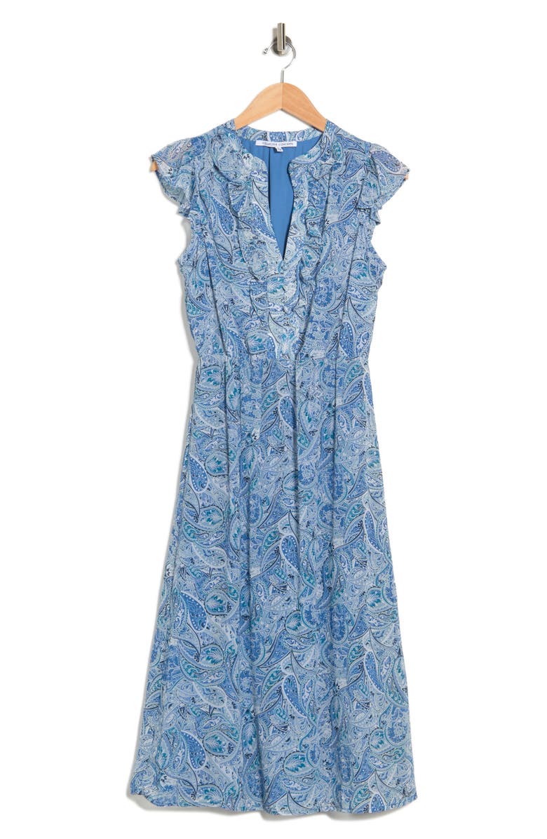 Collective Concepts Paisley Print Cap Sleeve Midi Dress | Nordstromrack