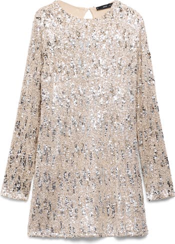 MANGO Sequin Long Sleeve Dress | Nordstromrack