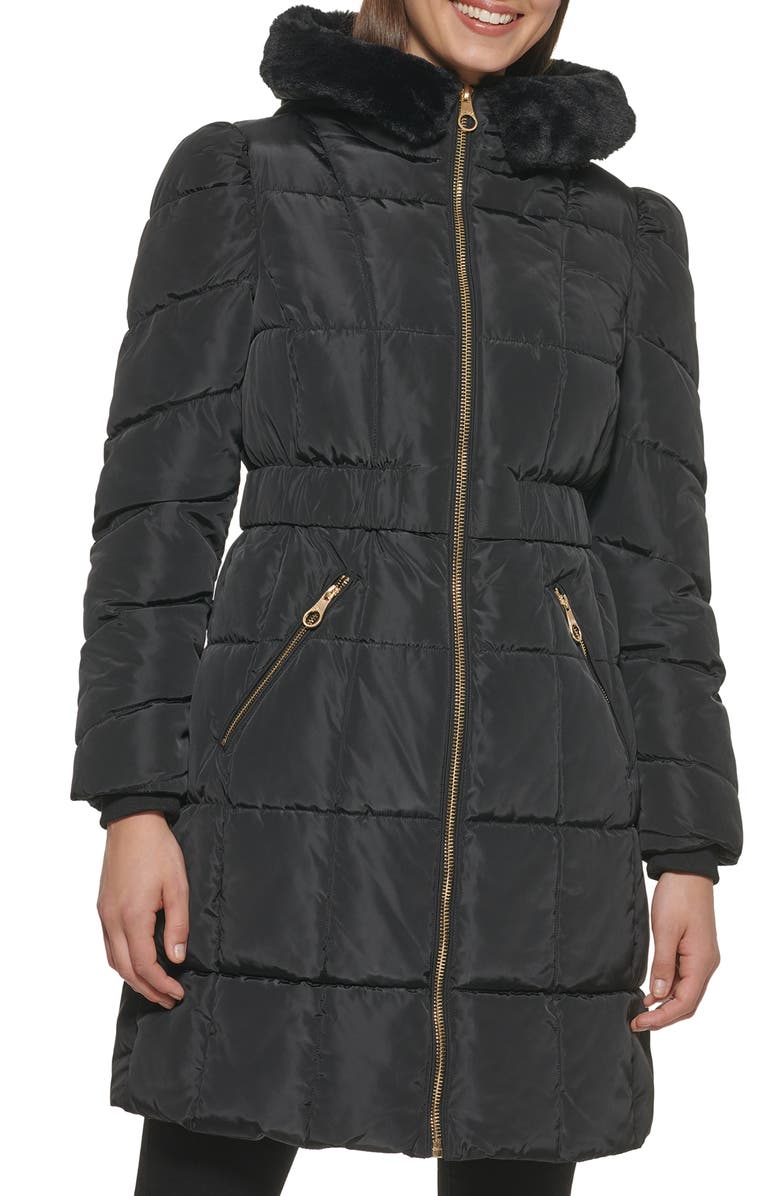 GUESS Faux Fur Hood Puffer Jacket | Nordstromrack