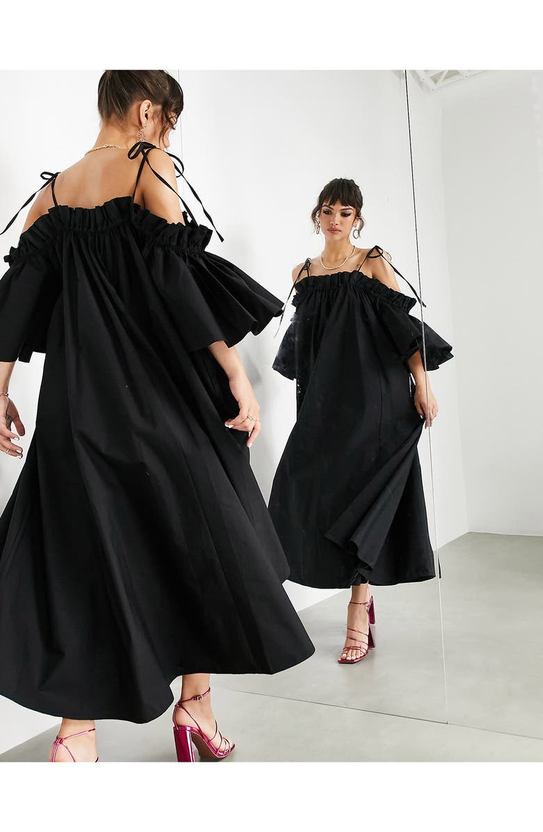 ASOS DESIGN Cold Shoulder Long Sleeve Midi Dress | Nordstromrack
