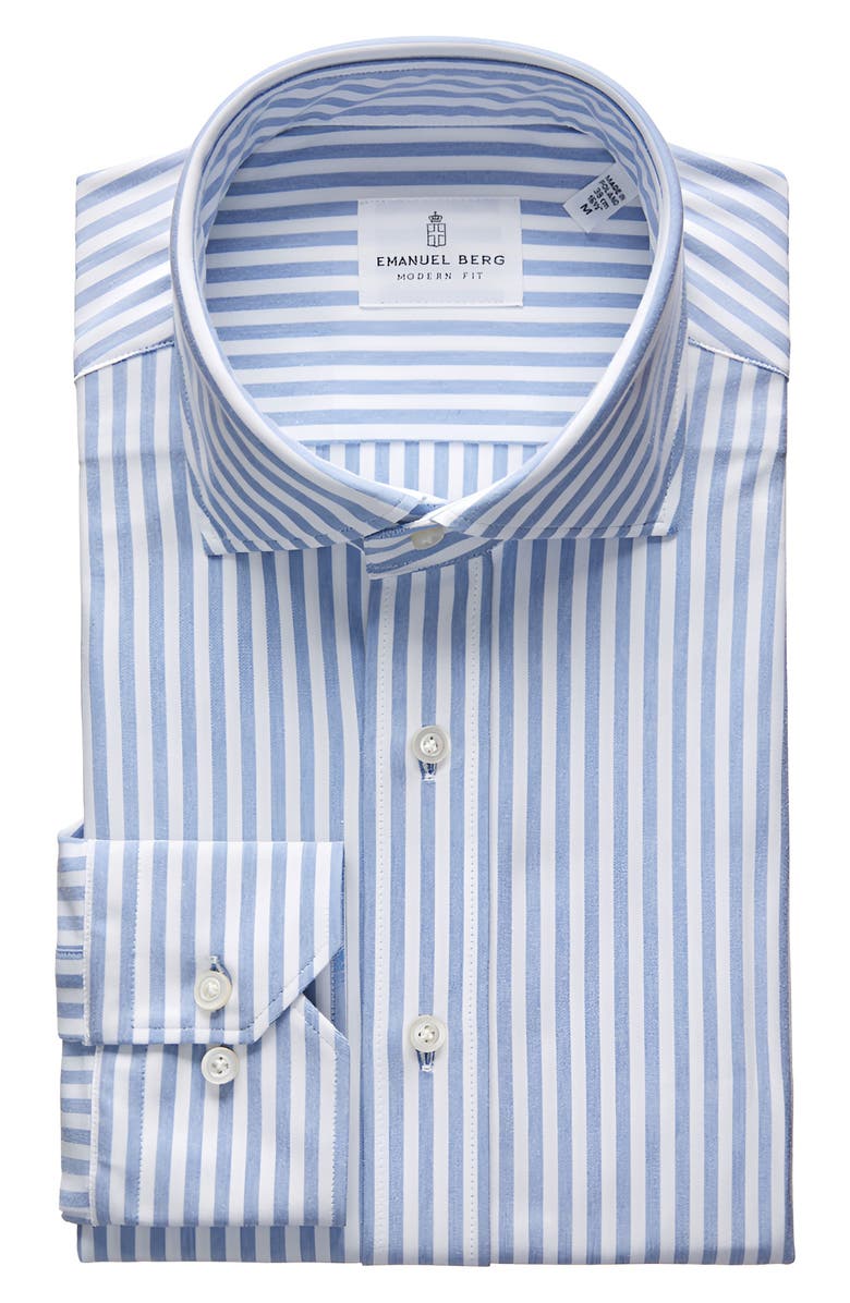 Emanuel Berg 4Flex Stretch Modern Fit Stripe Knit Dress Shirt ...