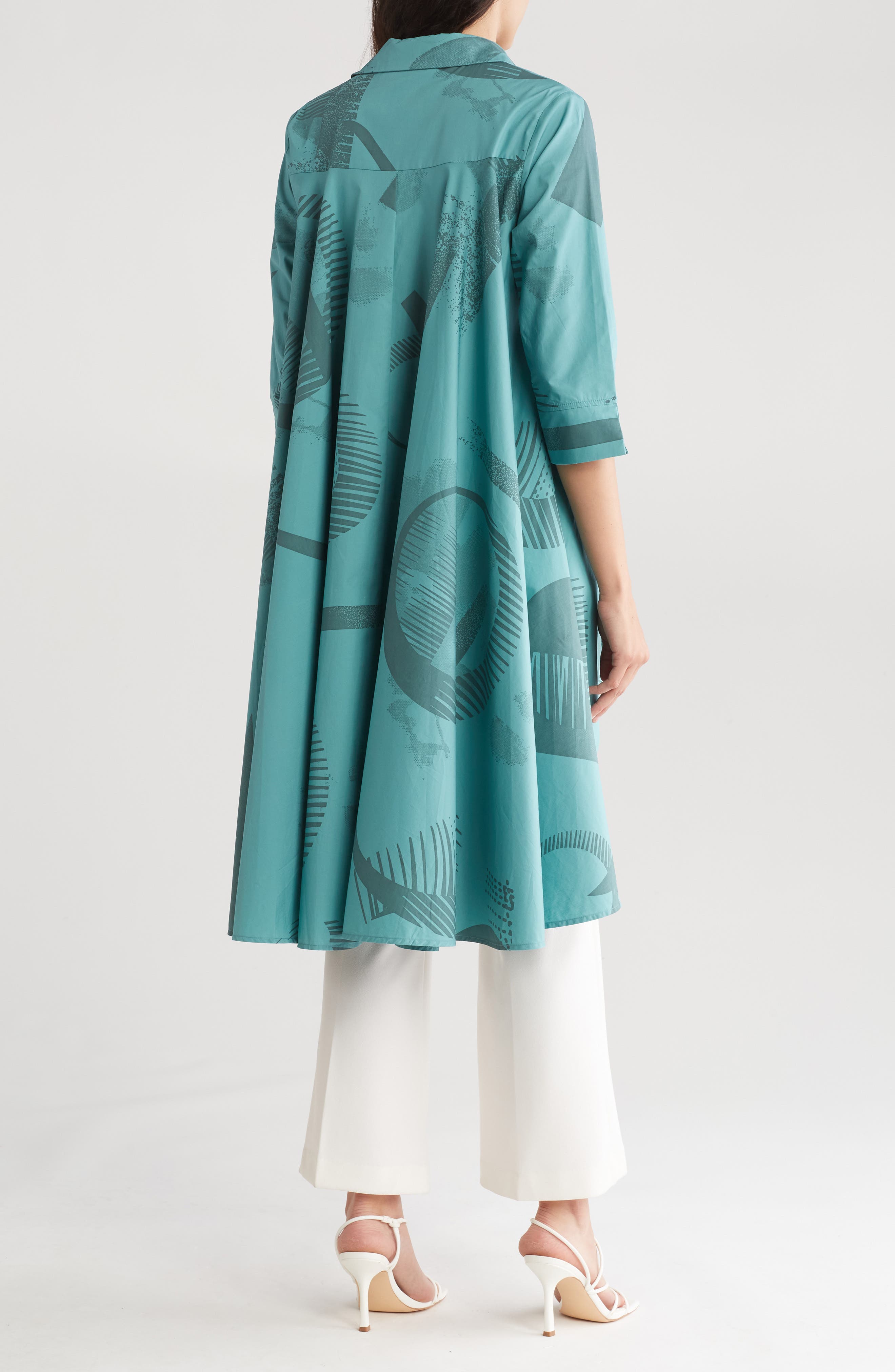 PATRIZIA LUCA Geo Print High-Low Button-Up Shirt | Nordstromrack