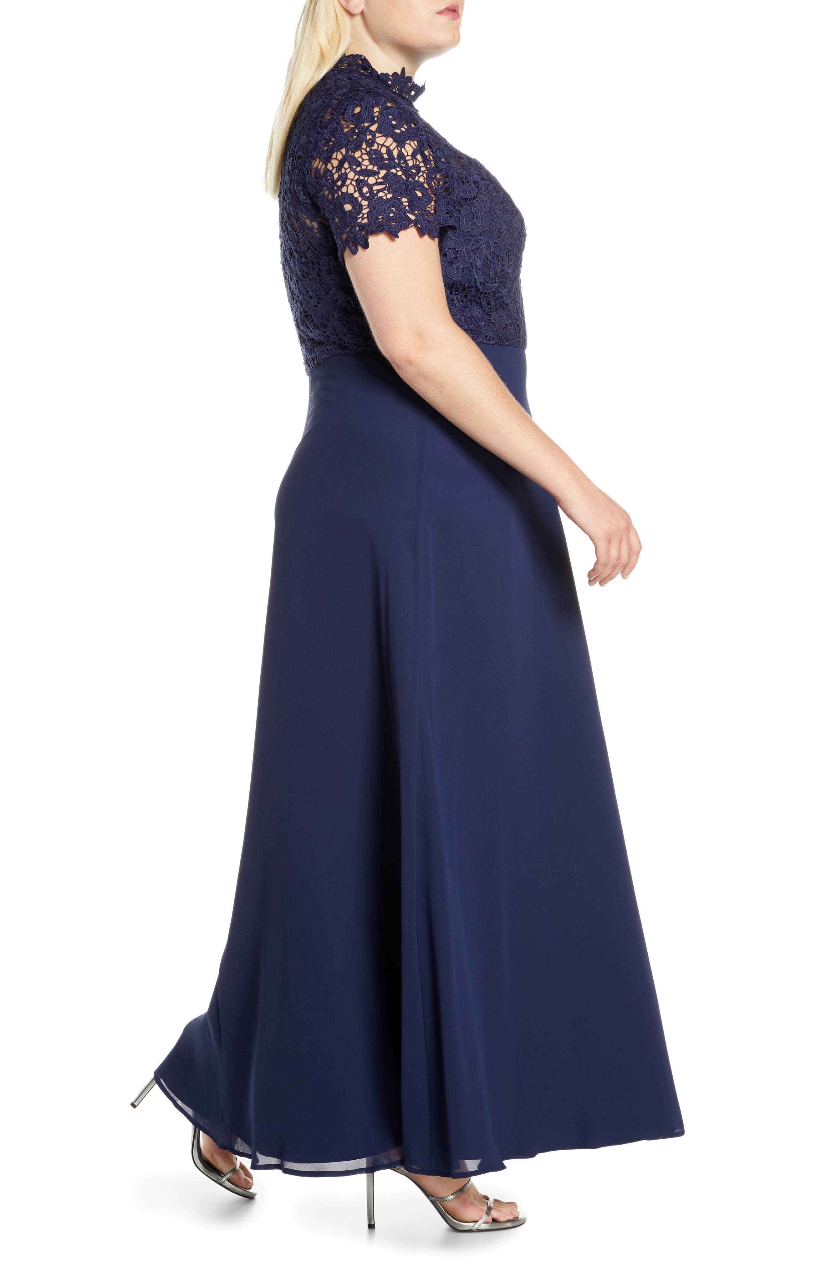 Chi Chi London Curve Charissa Lace Bodice Chiffon Gown | Nordstrom