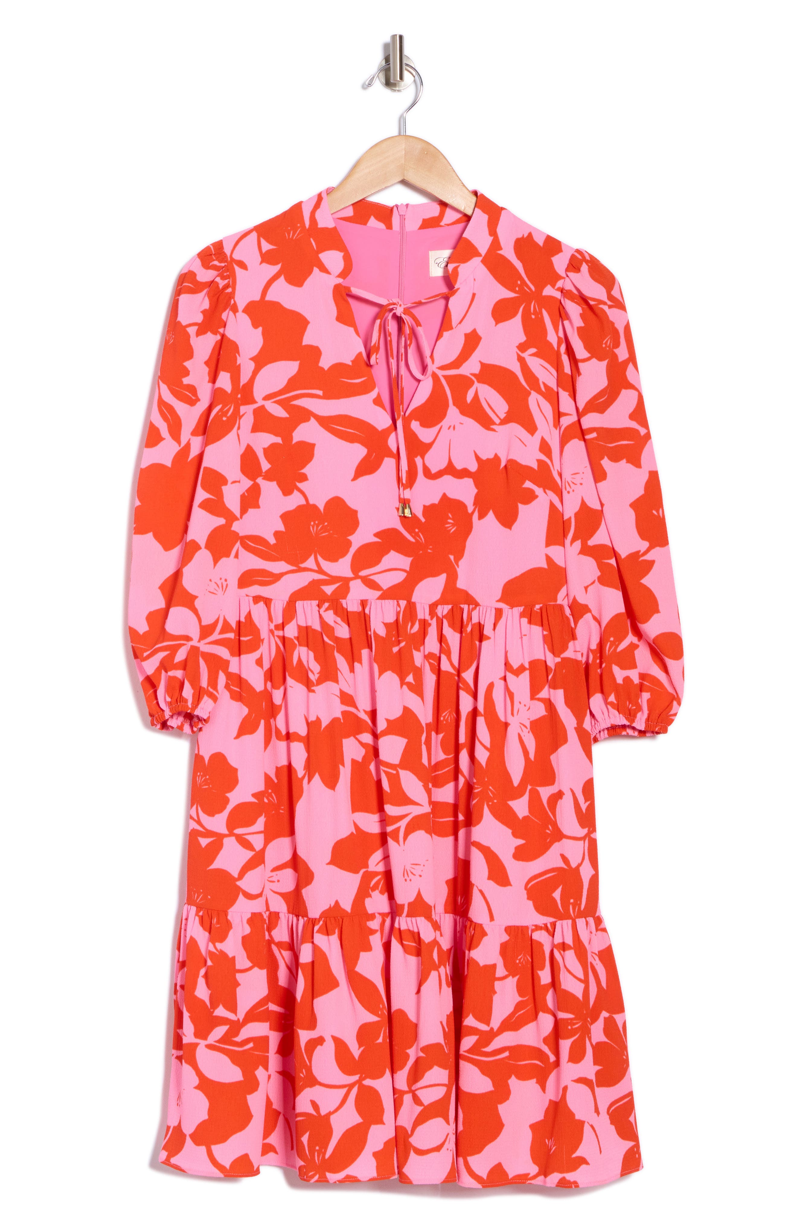 Eliza J Floral Long Sleeve Tiered Shift Dress | Nordstromrack