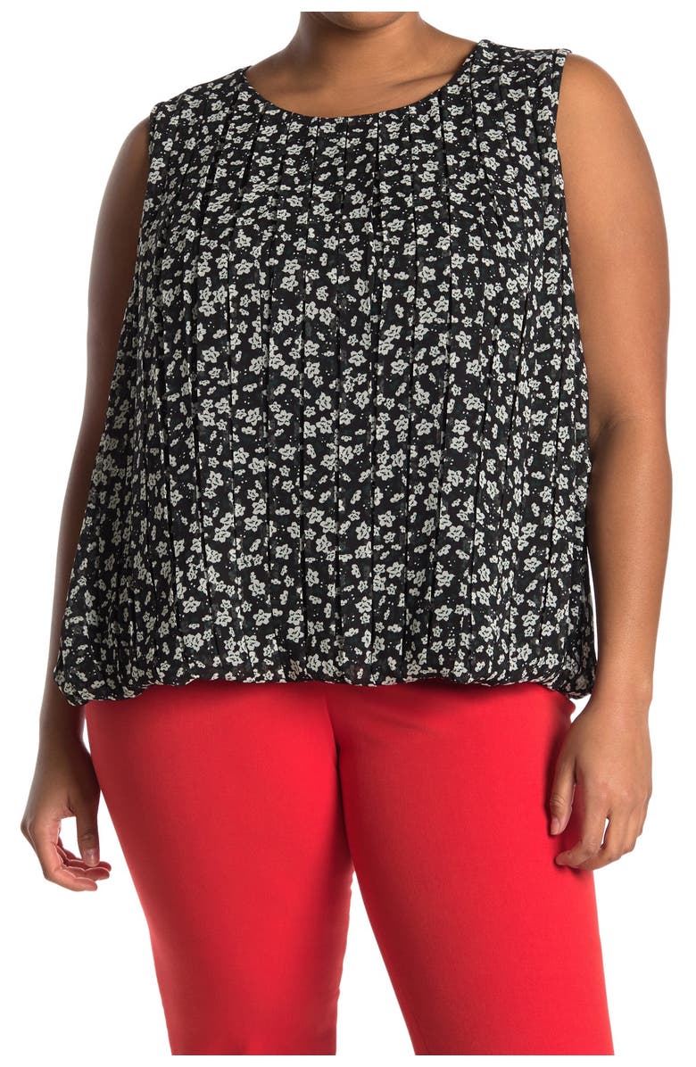Calvin Klein Pleated Neck Floral Printed Tank | Nordstromrack