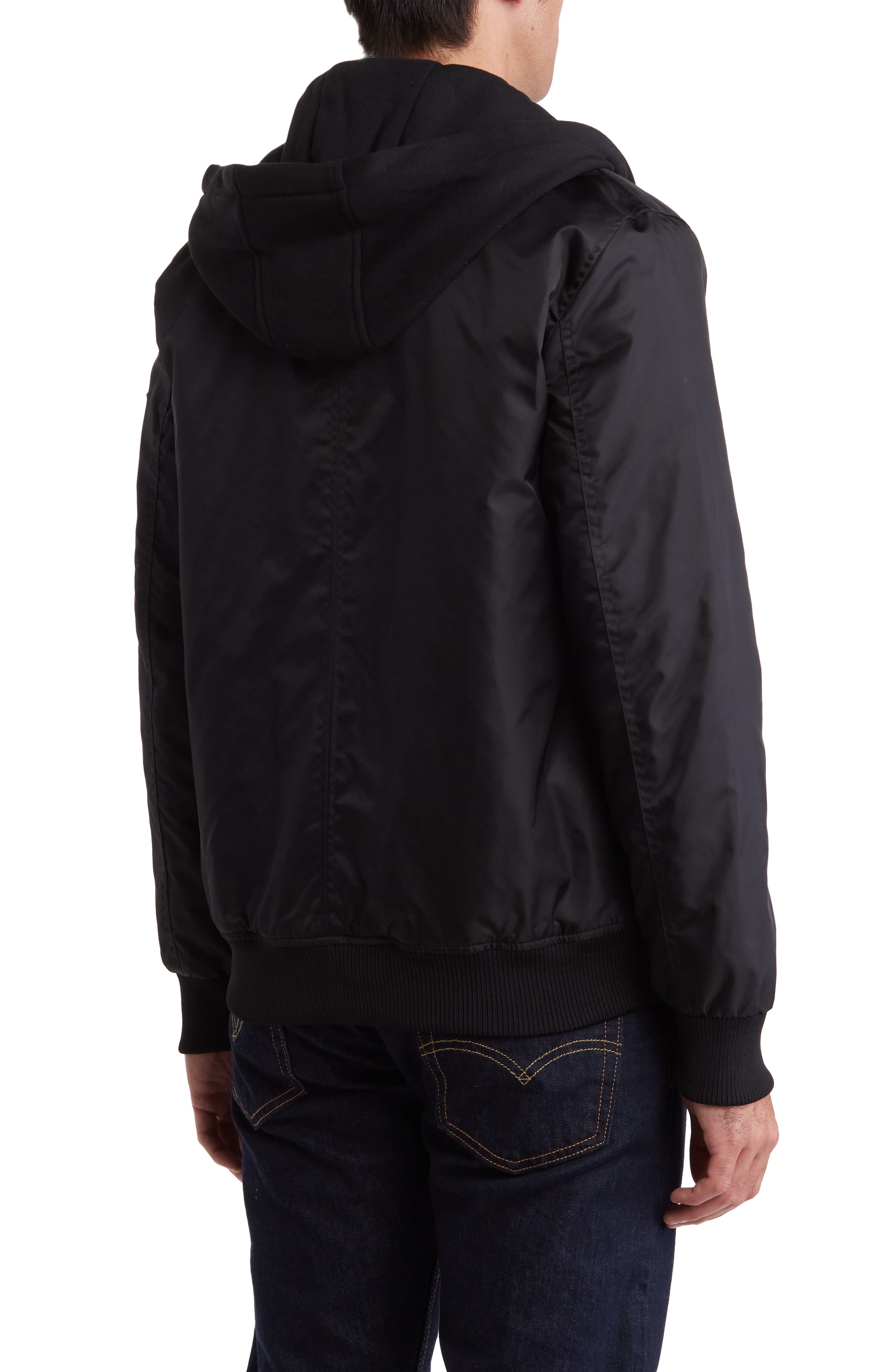 GUESS Fleece Hood Nylon Bomber Jacket | Nordstromrack