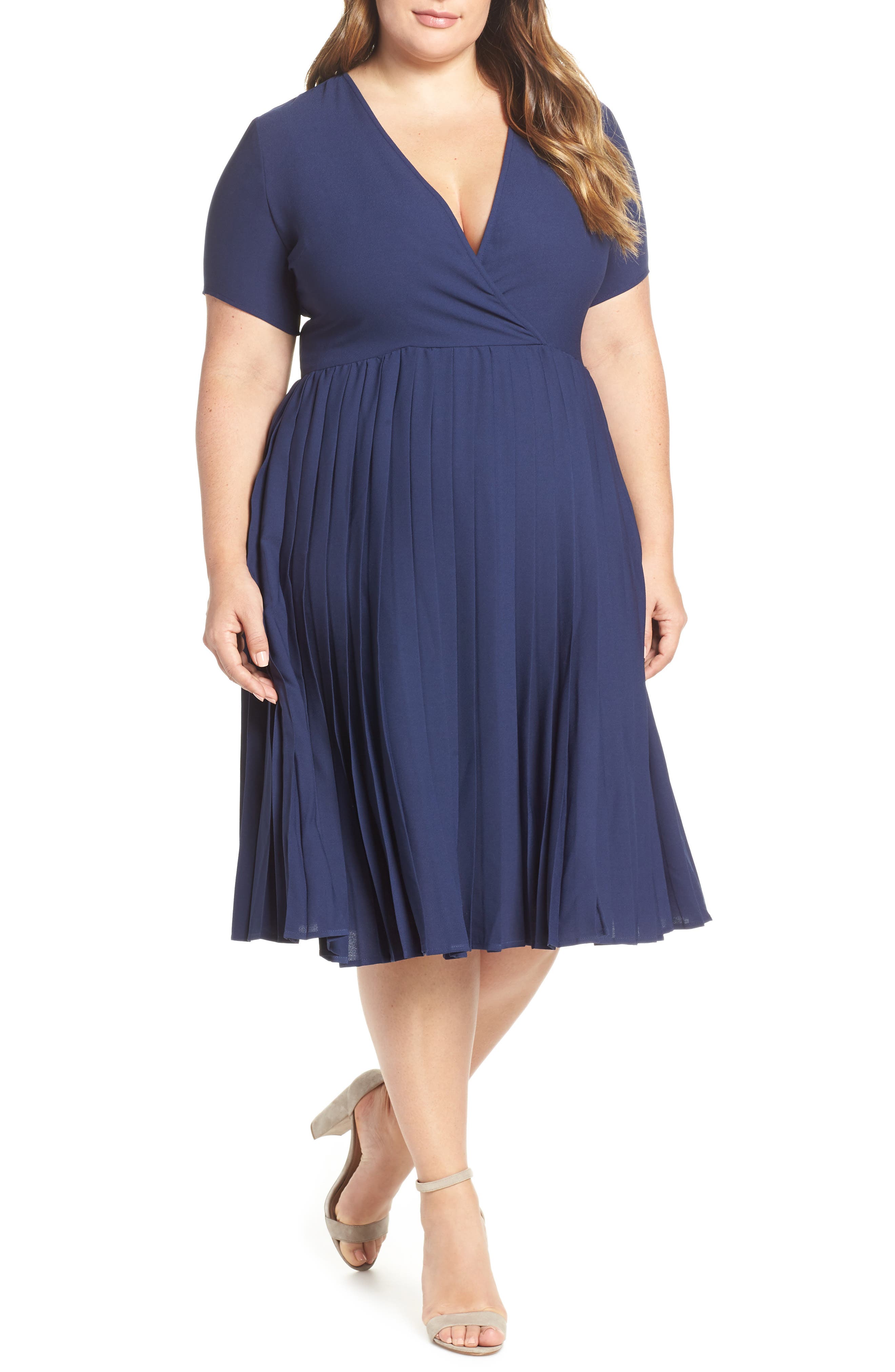 Leith Pleated Surplice Dress | Nordstromrack
