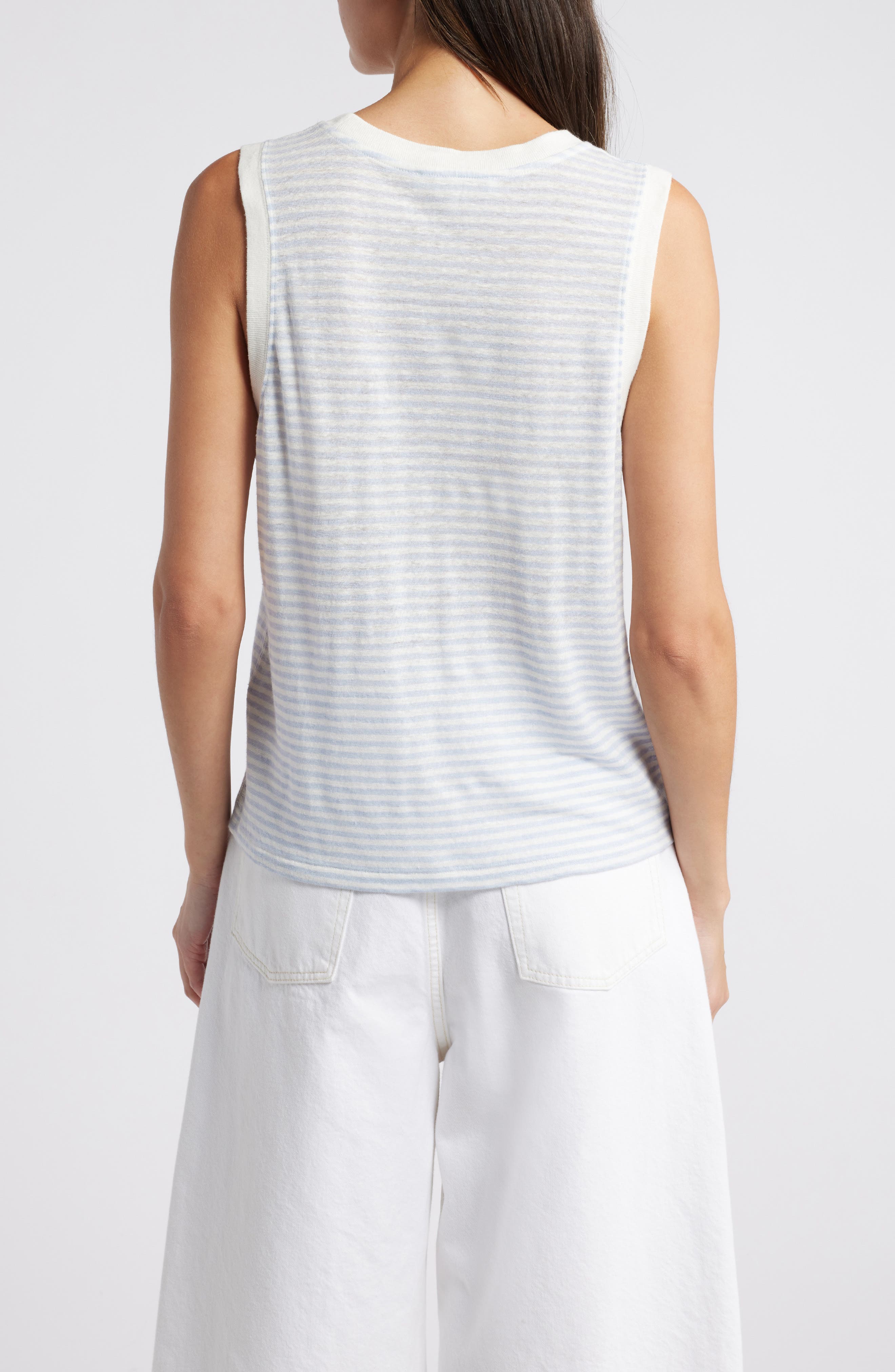 FRAME Stripe Organic Linen Muscle T-Shirt | Nordstromrack