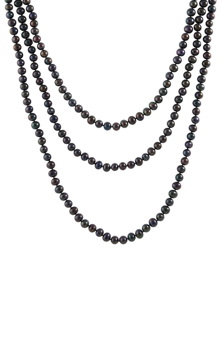 SPLENDID PEARLS 6-7mm Cultured Freshwater Black Pearl Endless Necklace ...