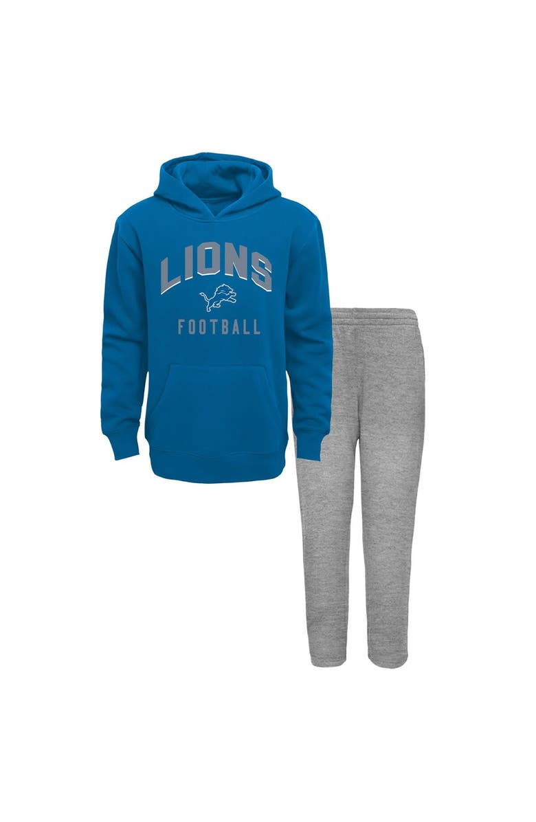 Outerstuff Youth Blue/Heather Gray Detroit Lions Play by Play Pullover ...