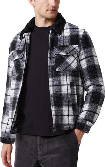 French Connection Plaid Water Resistant High Pile Fleece Collar Jacket ...