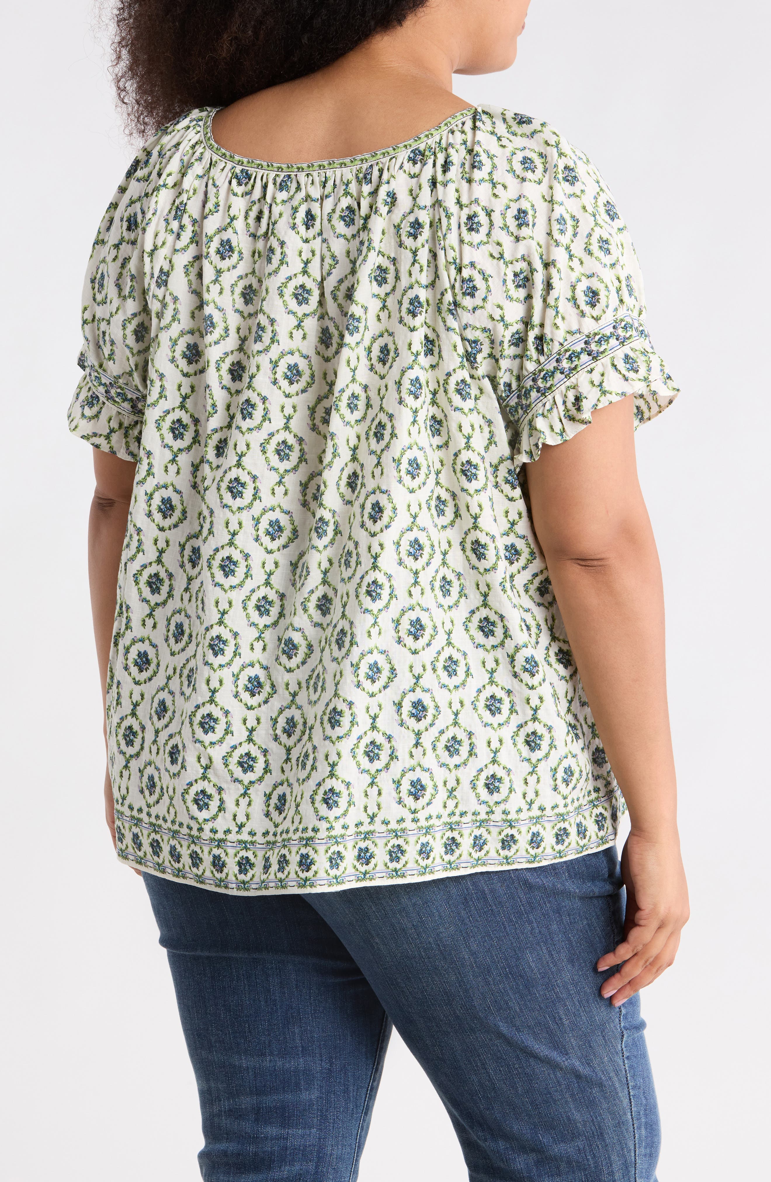 MAX STUDIO Keyhole Short Sleeve Top | Nordstromrack