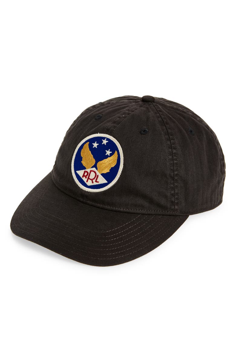 Double RL Winged Patch Herringbone Twill Baseball Cap | Nordstrom