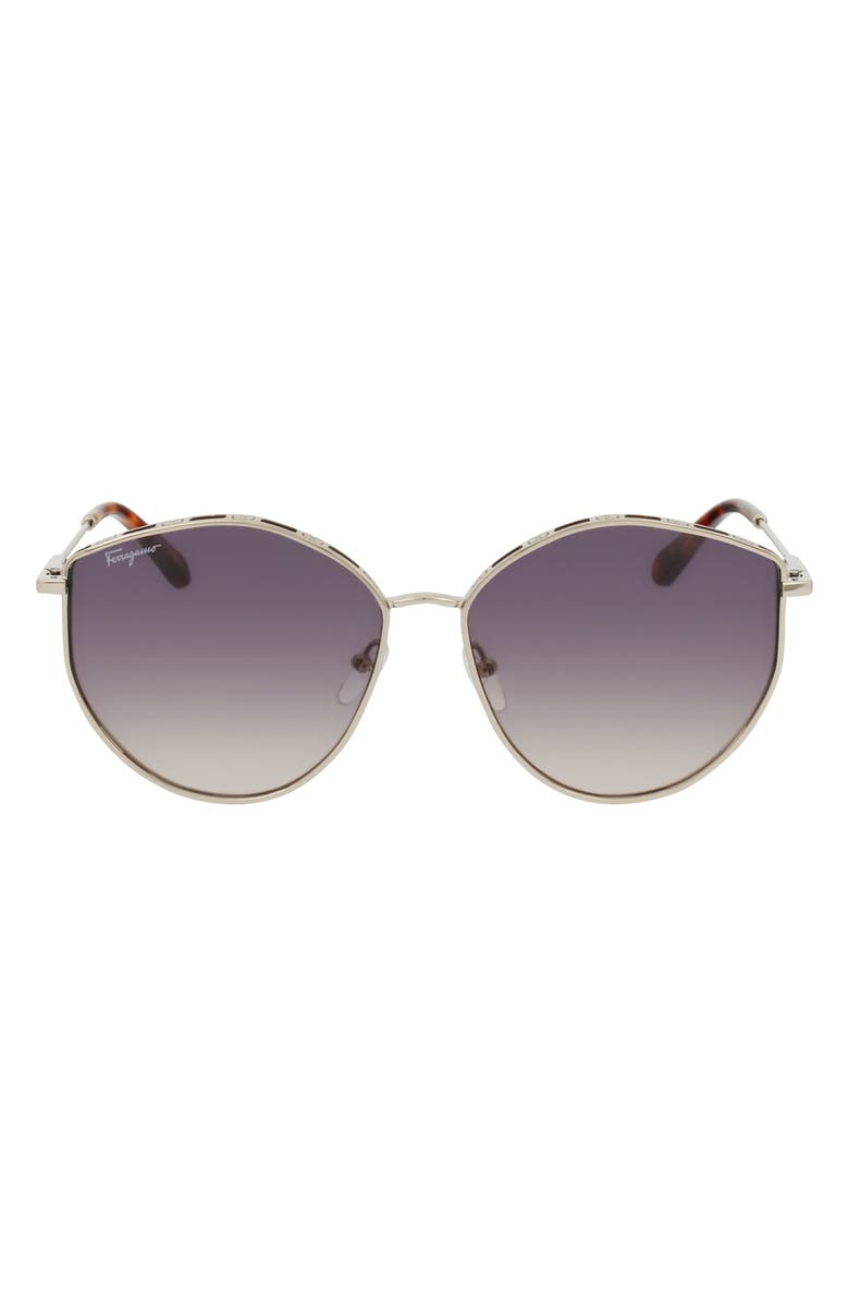 FERRAGAMO Gancini Tea Cup 59mm Gradient Round Sunglasses | Nordstromrack