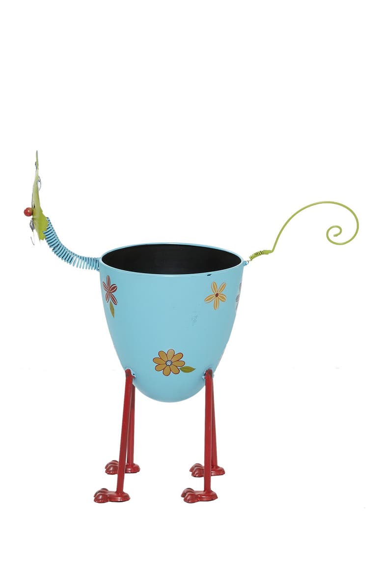 Blue Metal Indoor & Outdoor Cat Planter with Flower Pattern | Nordstromrack