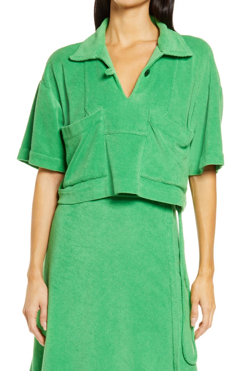 KkCo Crop Terry Cloth Shirt | Nordstromrack