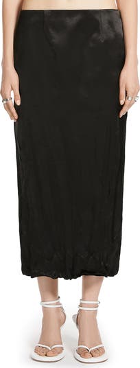 SPORTMAX Crinkle Texture Satin Skirt | Nordstrom