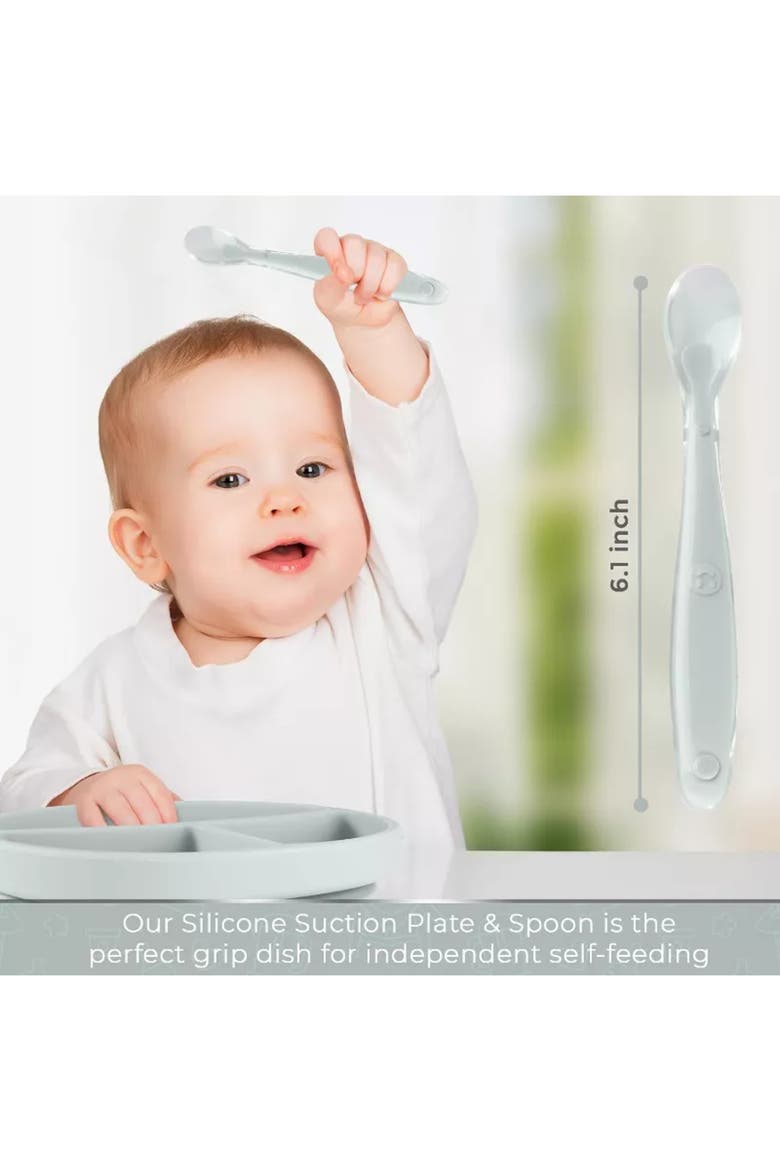 Silicone Suction Divided Plate and Spoon Toddler Training Self Feeding ...