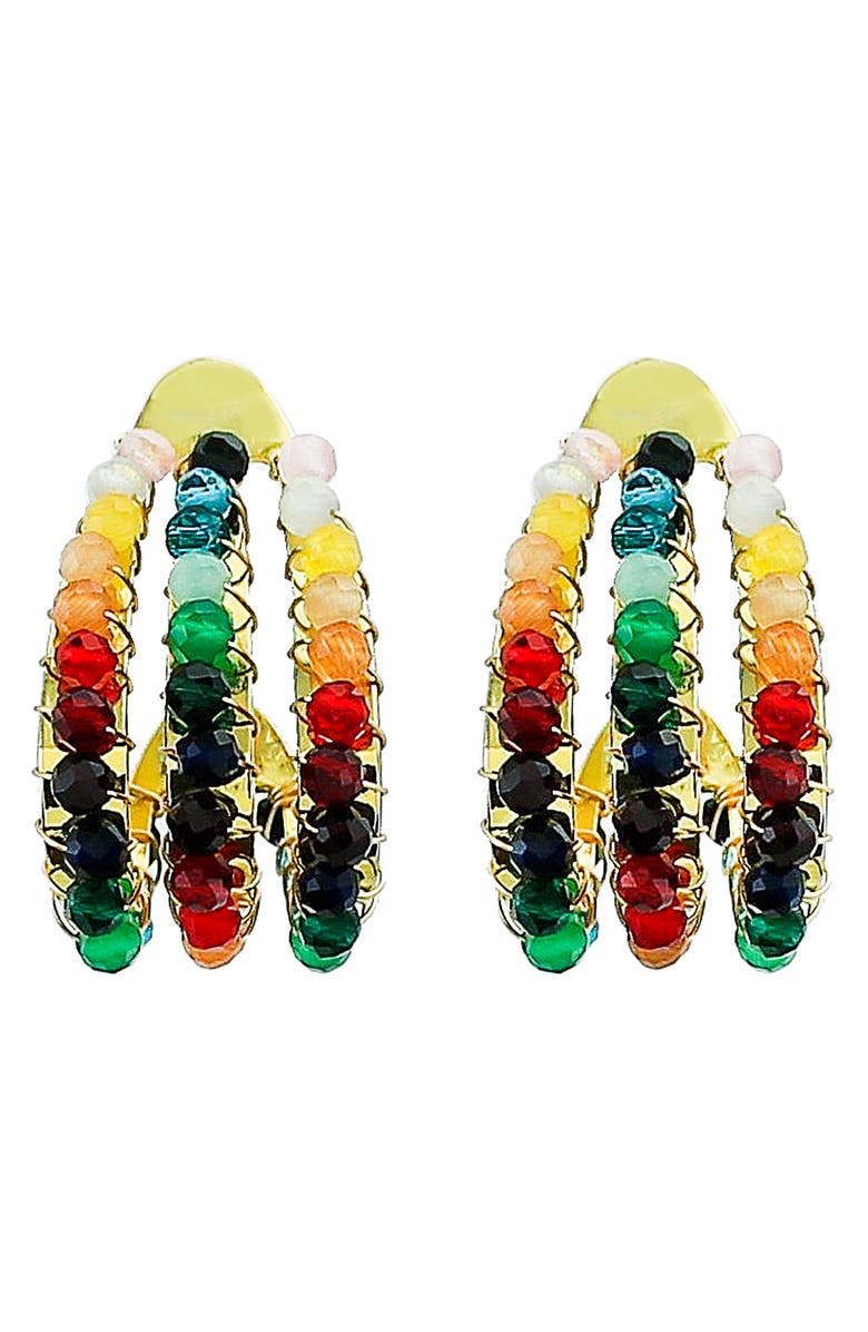 Panacea Multicolor Crystal Three Row Hoop Earrings | Nordstromrack