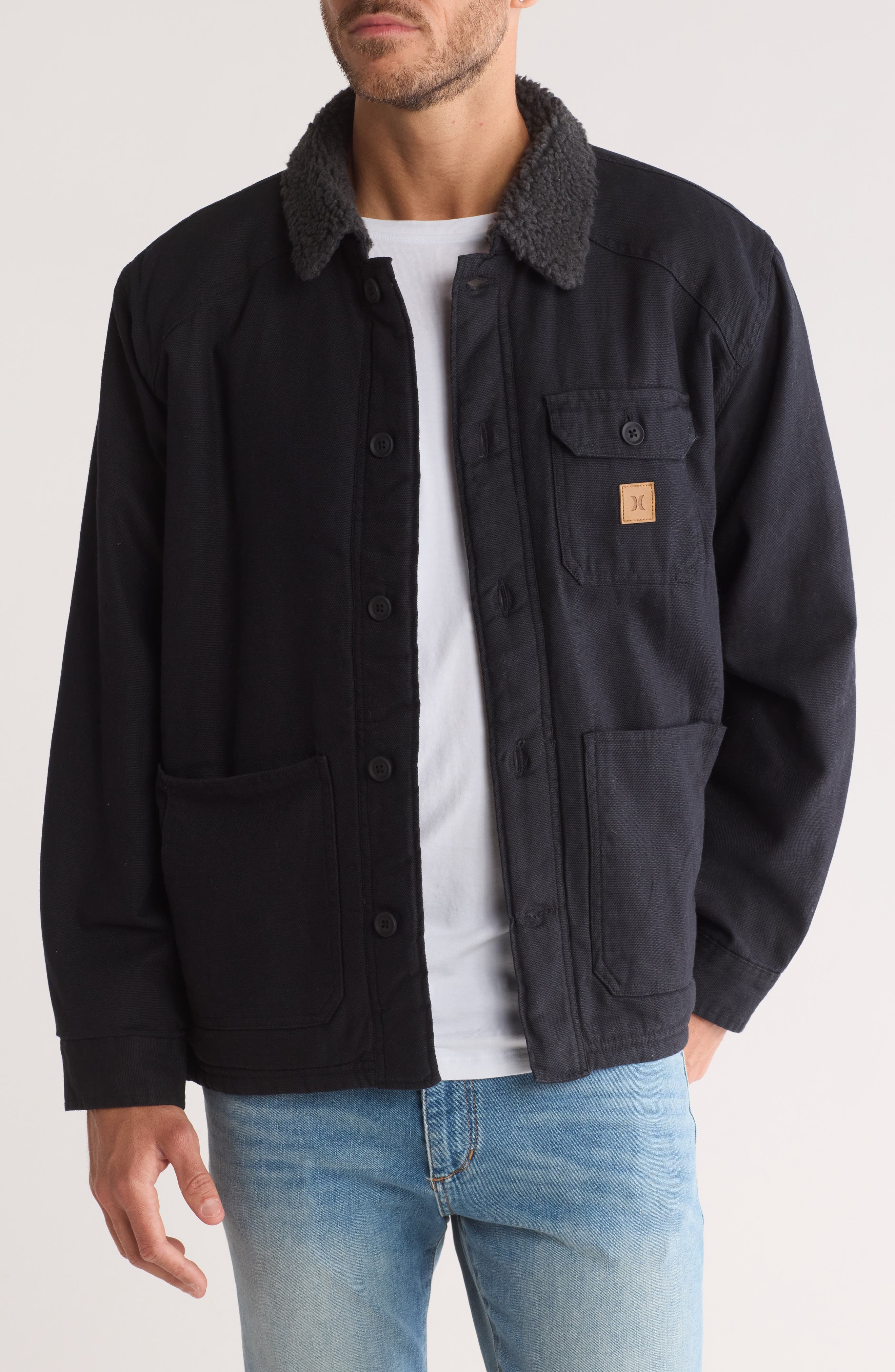 Hurley Bixby Faux Shearling Lined Canvas Shirt Jacket | Nordstromrack