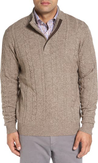 Peter Millar Cable Knit Wool Blend Quarter Zip Sweater | Nordstrom