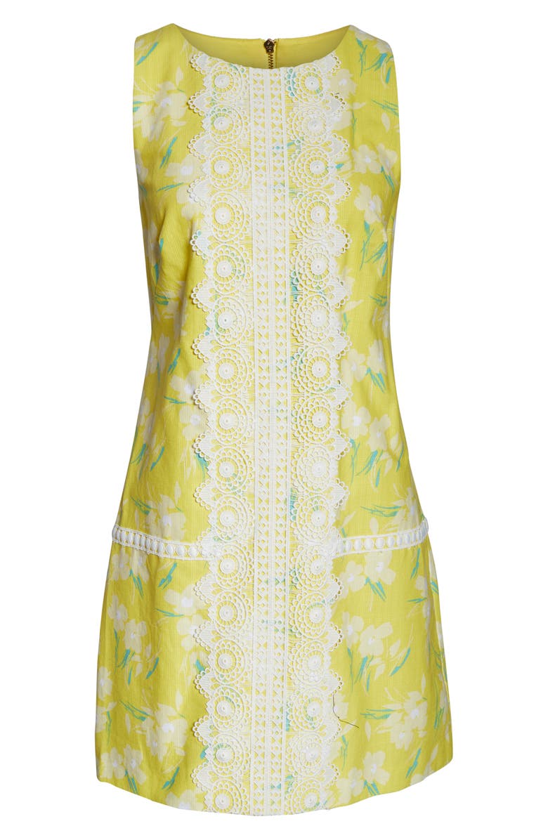 Eliza J Sleeveless Lace Trim Floral Shift Dress | Nordstrom