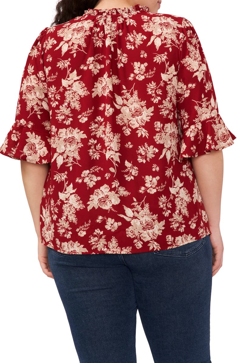 CeCe Floral Ruffle Elbow Sleeve Blouse | Nordstrom