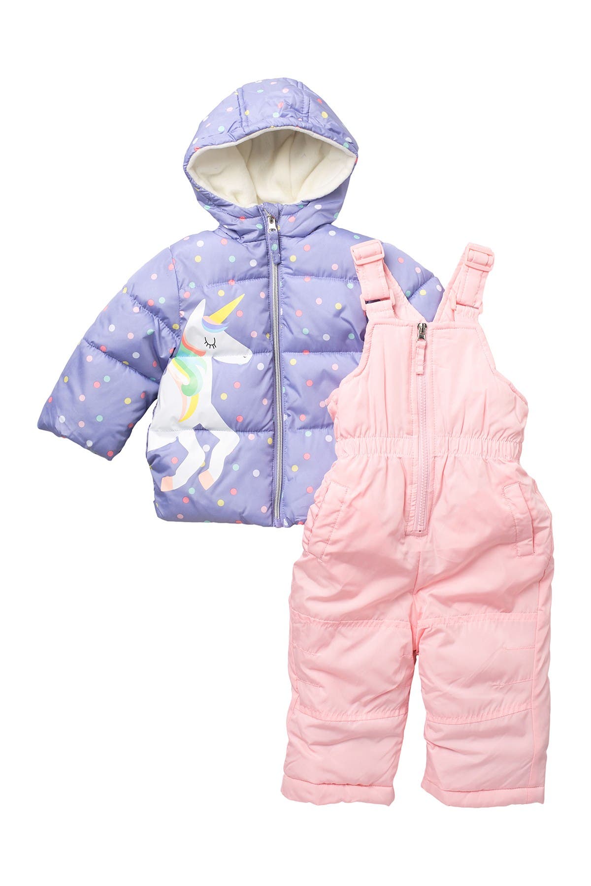 WIPPETTE Unicorn Print Puffer Jacket & Insulated Jumpsuit Set ...