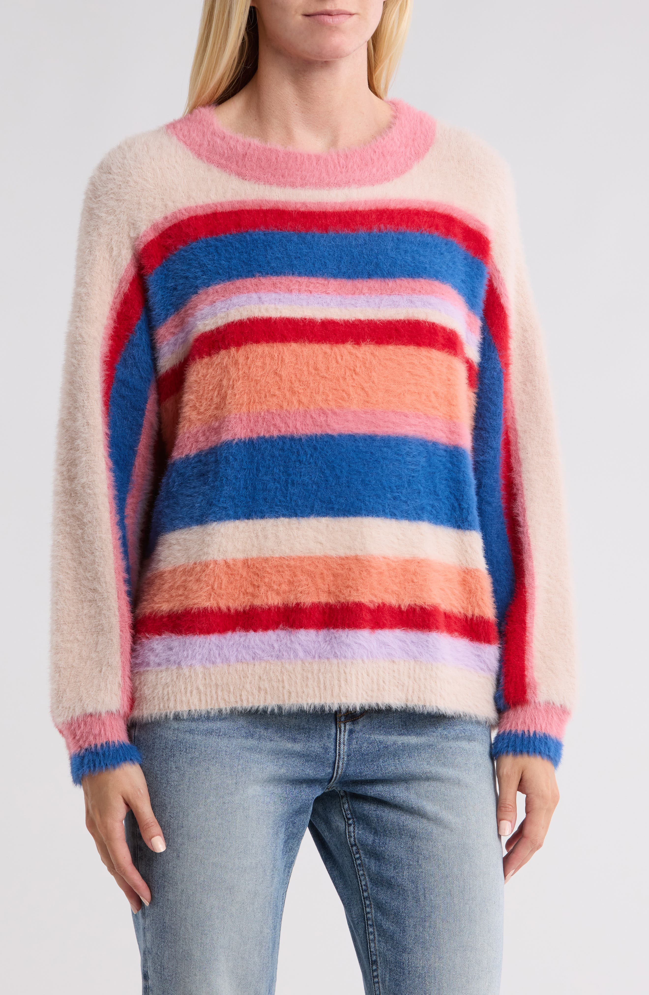 Vigoss Stripe Hair Yarn Crewneck Sweater | Nordstromrack