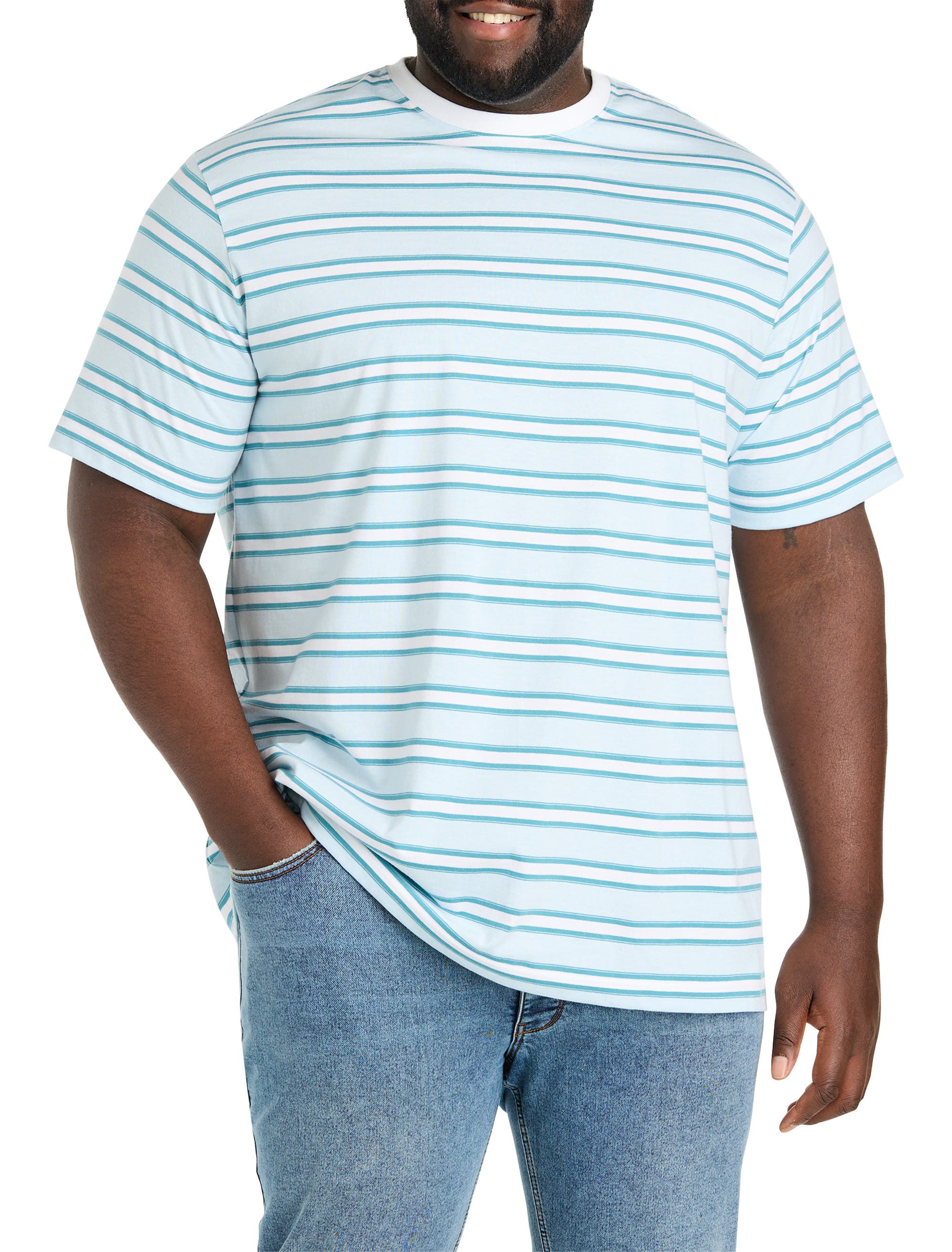 Harbor Bay by DXL Big & Tall Moisture-Wicking Striped T-Shirt V3 ...