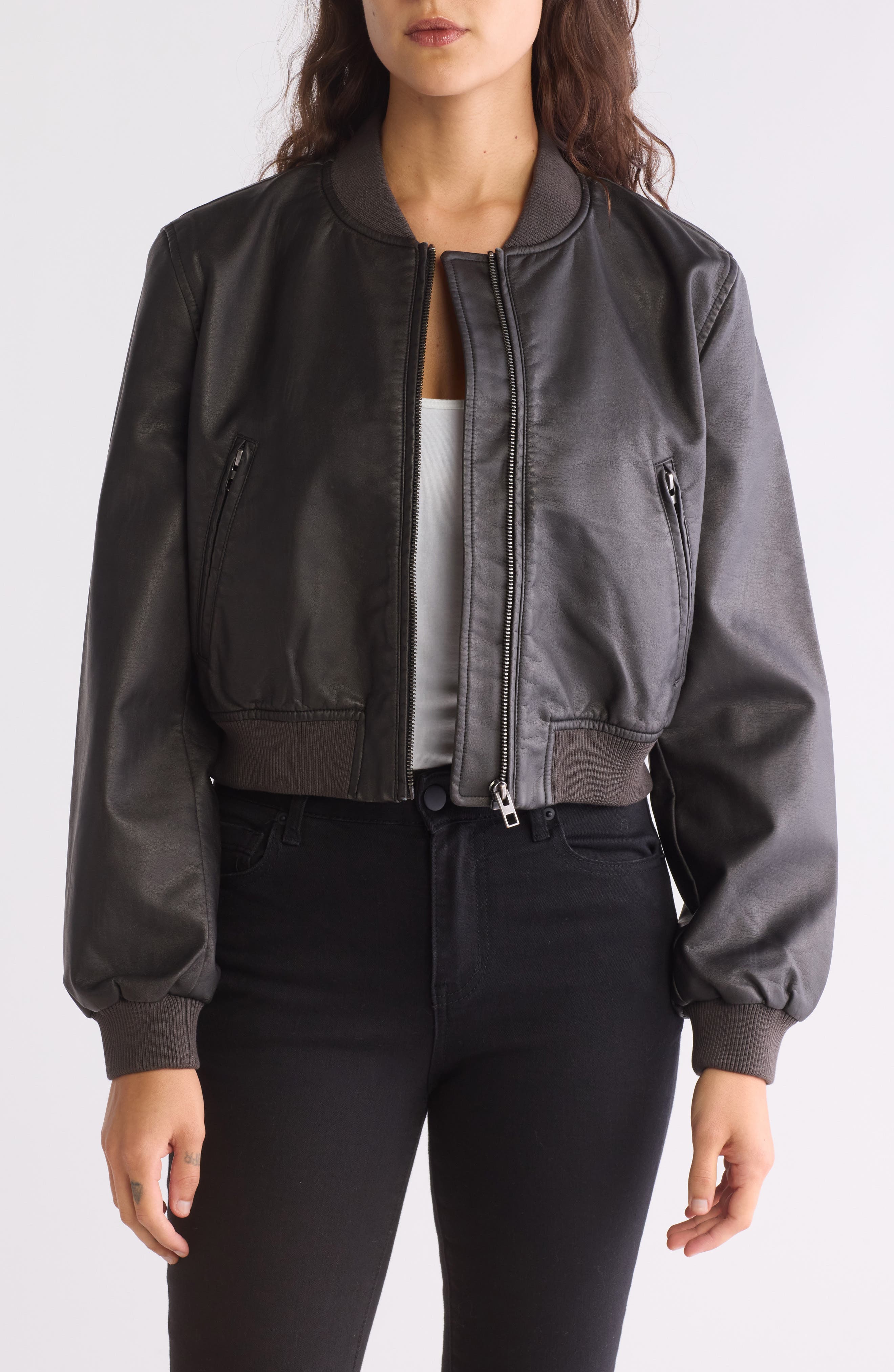 RACHEL Rachel Roy Faux Leather Bomber Jacket | Nordstromrack