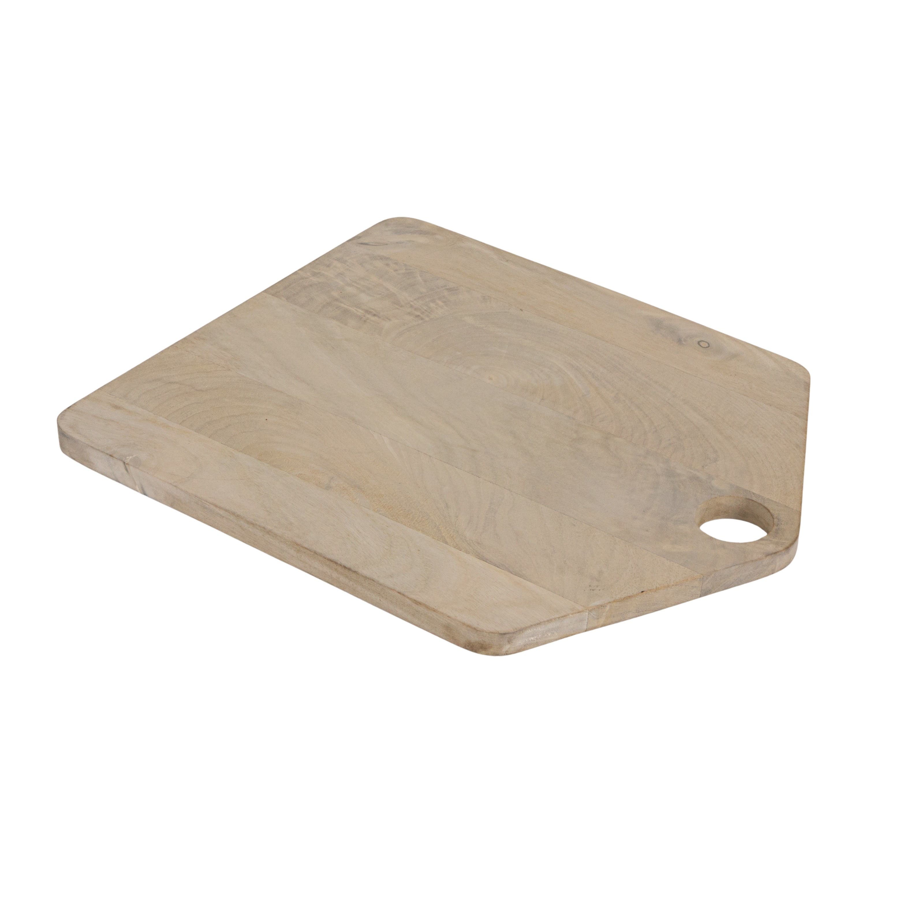 Storied Home Mango Wood Cheese/Cutting Board with Handle, Whitewashed ...