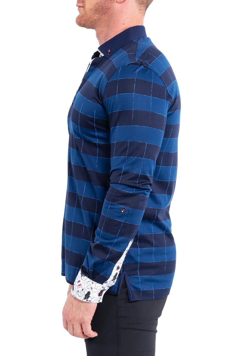 Maceoo Newton Block Blue Stripe Button-Down Polo | Nordstromrack
