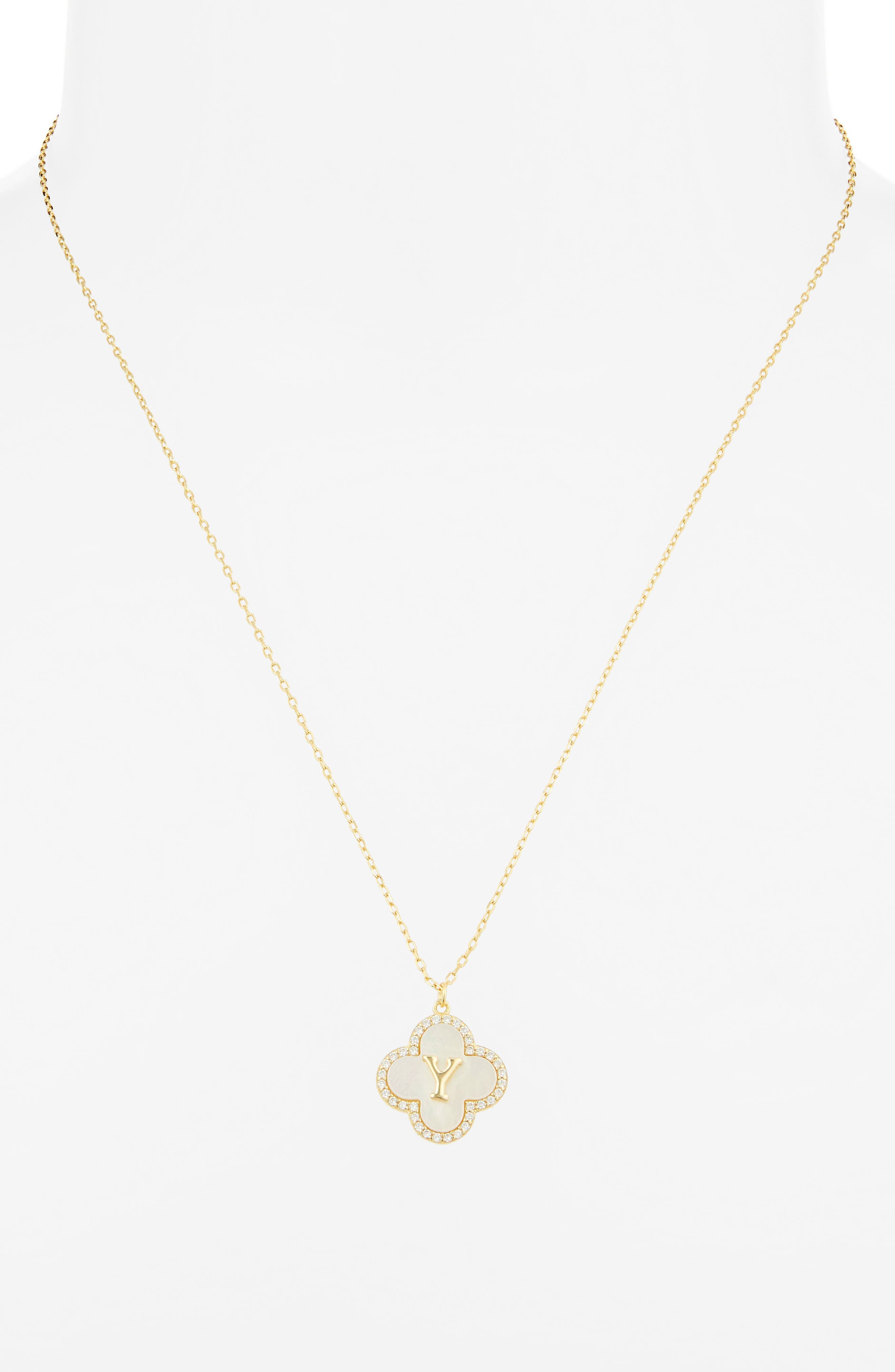 Clover Mother-of-Pearl Initial Pendant Necklace (Women) | Nordstrom
