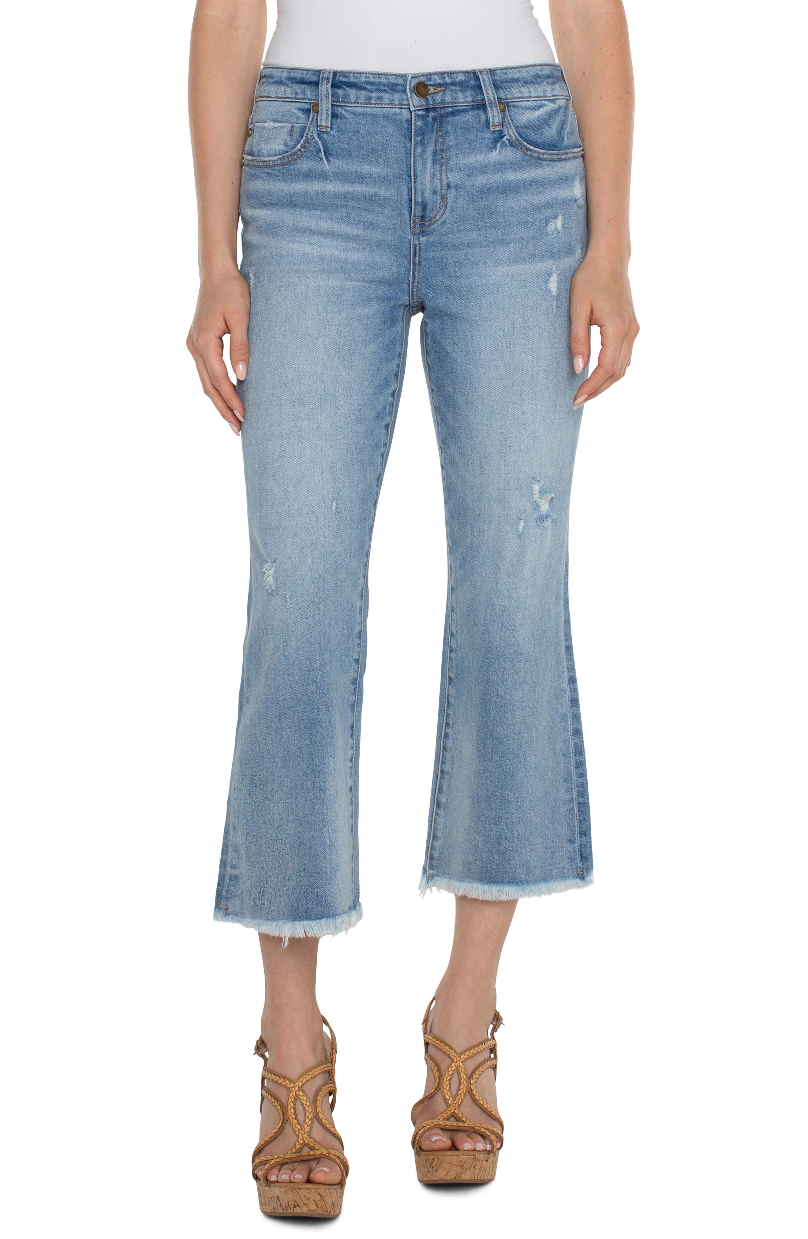 Liverpool Los Angeles Hannah Frayed Crop Flare Jeans | Nordstromrack