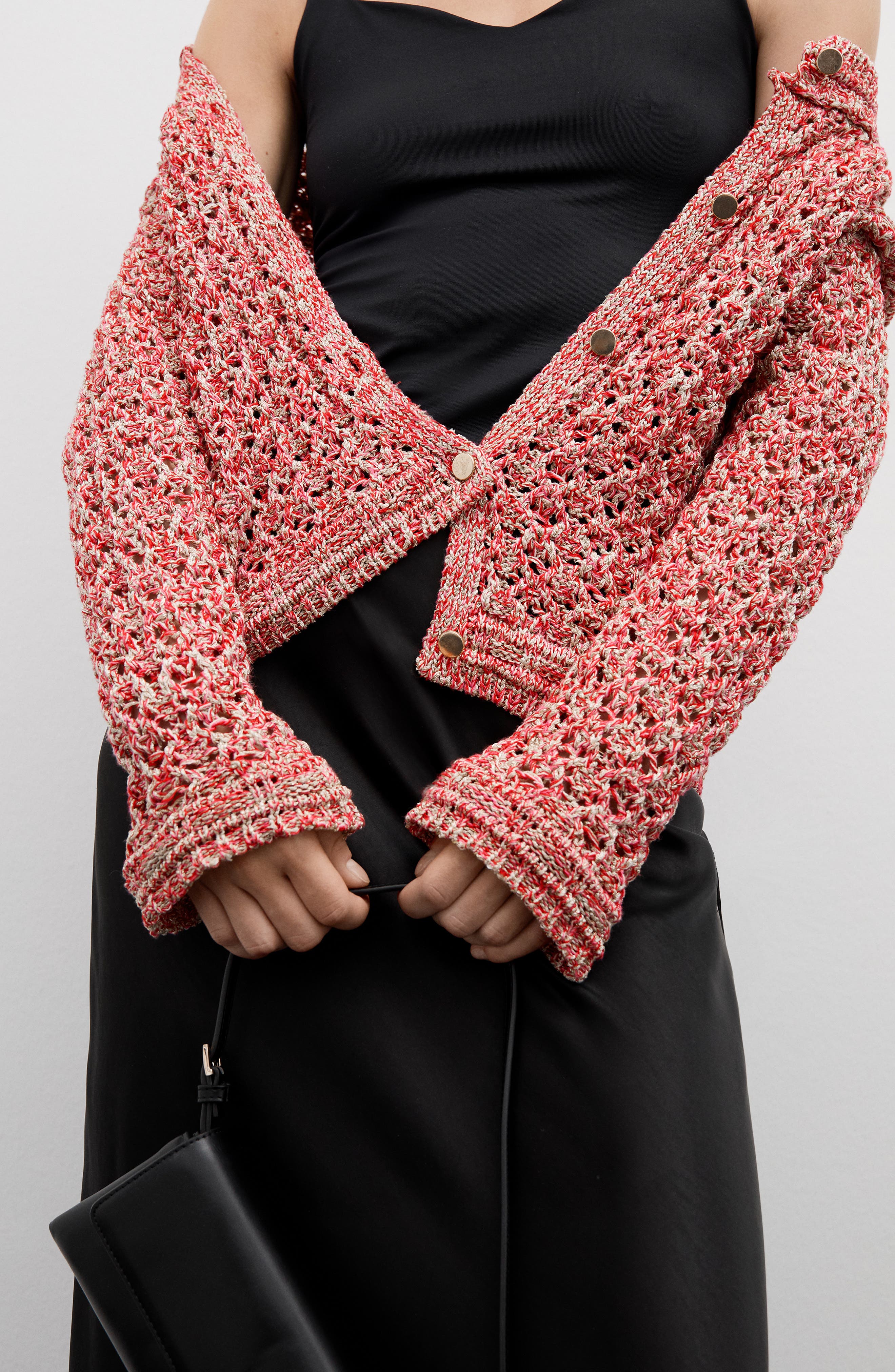 MANGO Metallic Open Stitch Cardigan | Nordstromrack