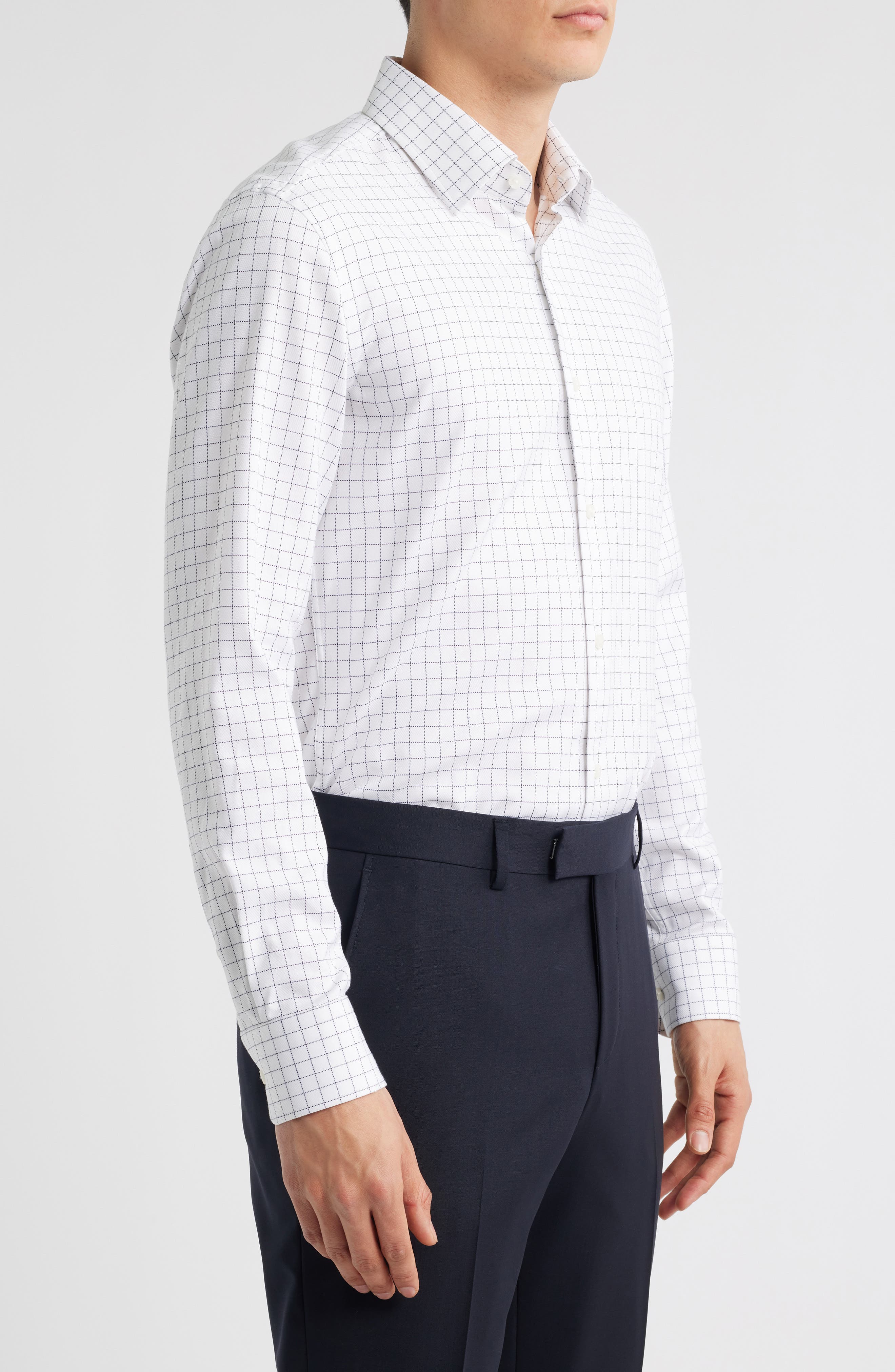 BOSS Hank Kent Slim Fit Check Stretch Cotton Dress Shirt | Nordstromrack