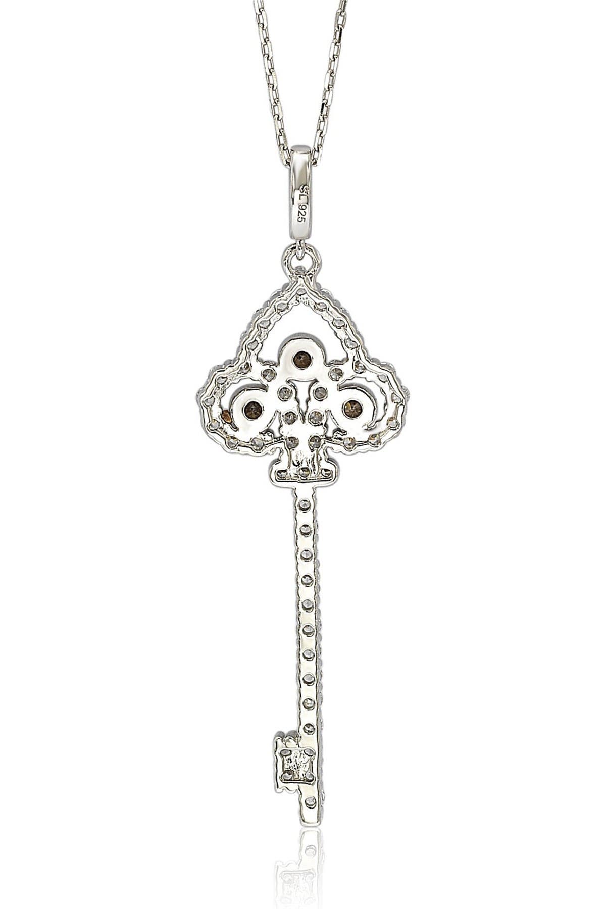 SUZY LEVIAN Sterling Silver CZ Chocolate Key Pendant Necklace ...
