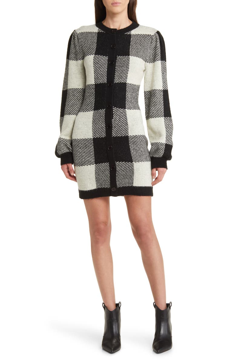 Lost + Wander Winter School Plaid Long Sleeve Mini Sweater Dress ...