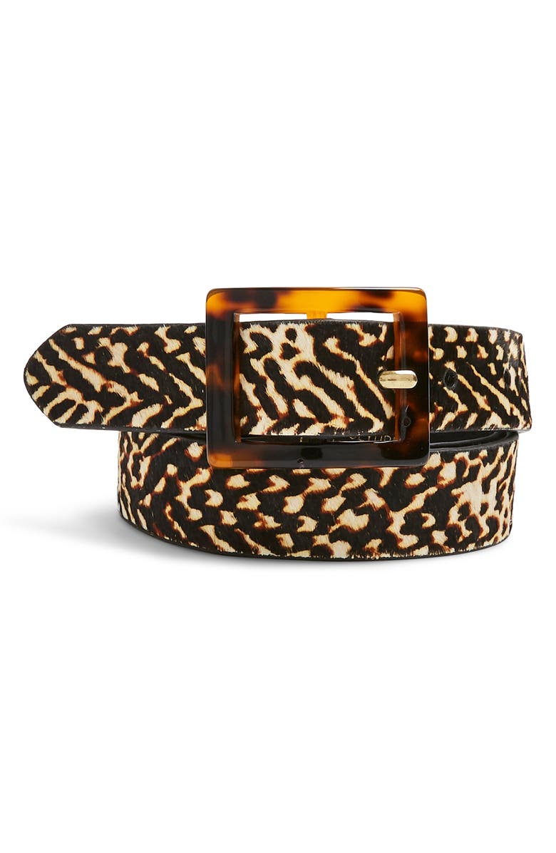 Topshop Tiger Tortiseshell Buckle Genuine Calf Hair Belt | Nordstrom