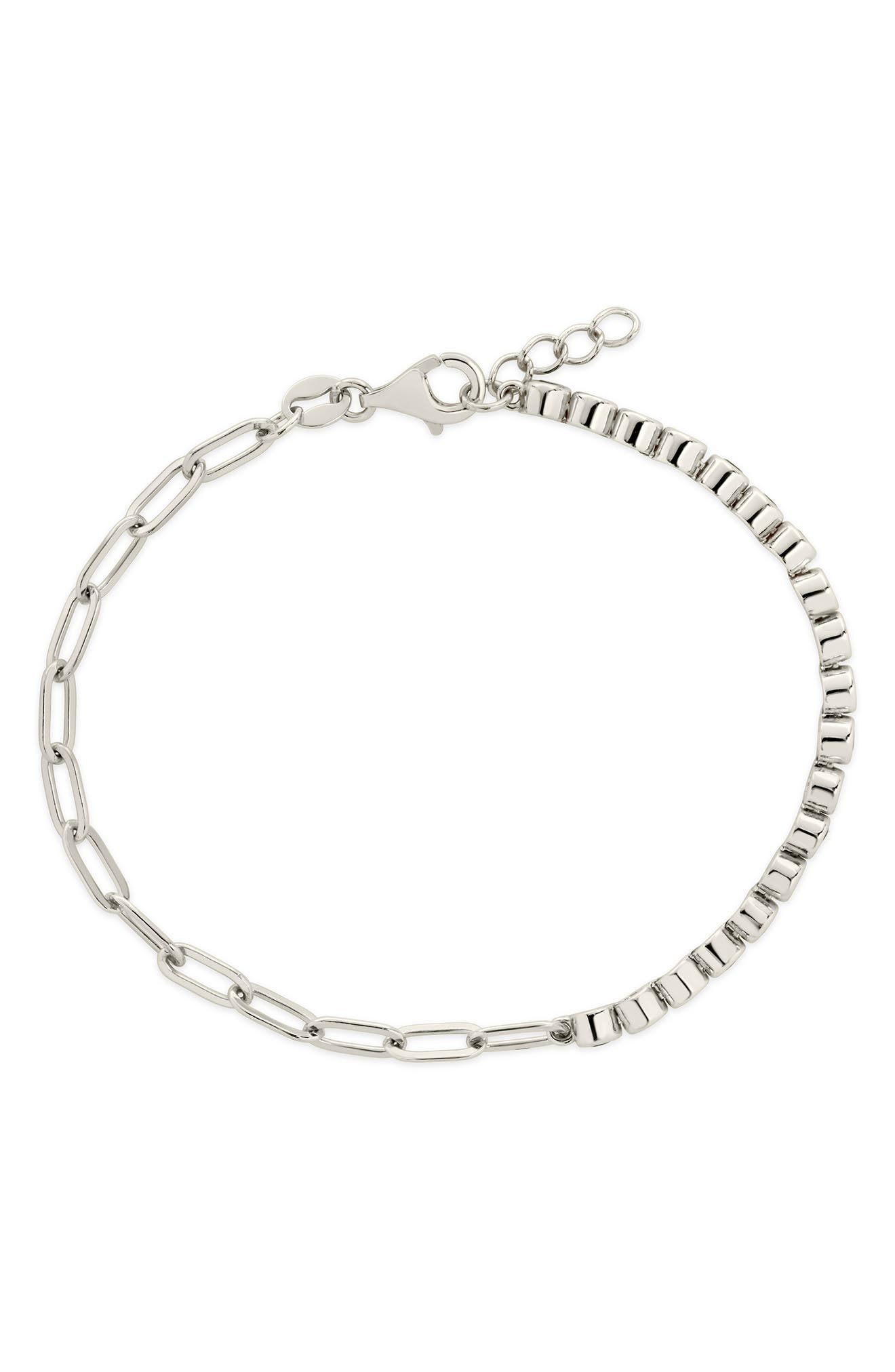 Sterling Forever Cubic Zirconia Paper Clip Chain Tennis Bracelet ...
