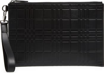 Burberry Edin Check Embossed Zip Leather Pouch | Nordstrom