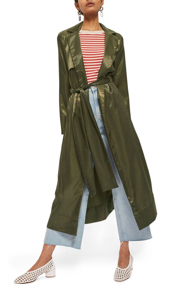 Topshop Belted Satin Duster Coat | Nordstromrack