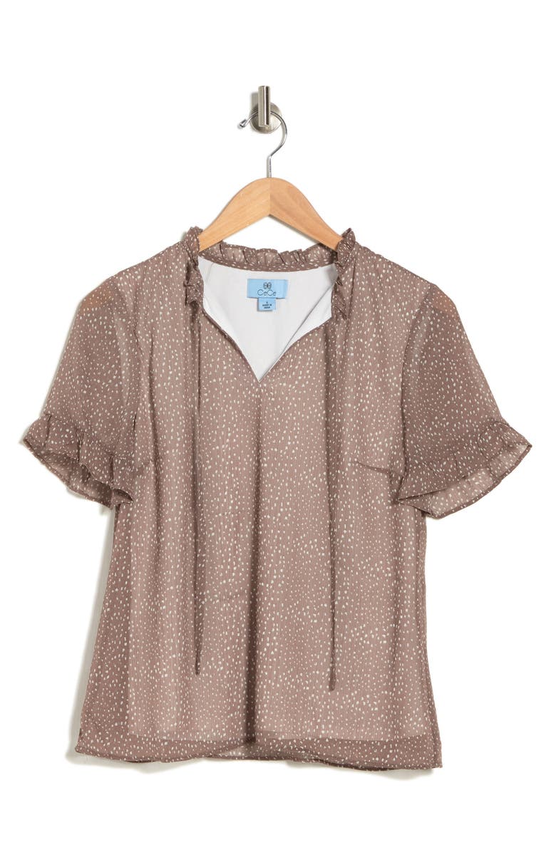 CeCe Tie Ruffle Short Sleeve Top | Nordstromrack