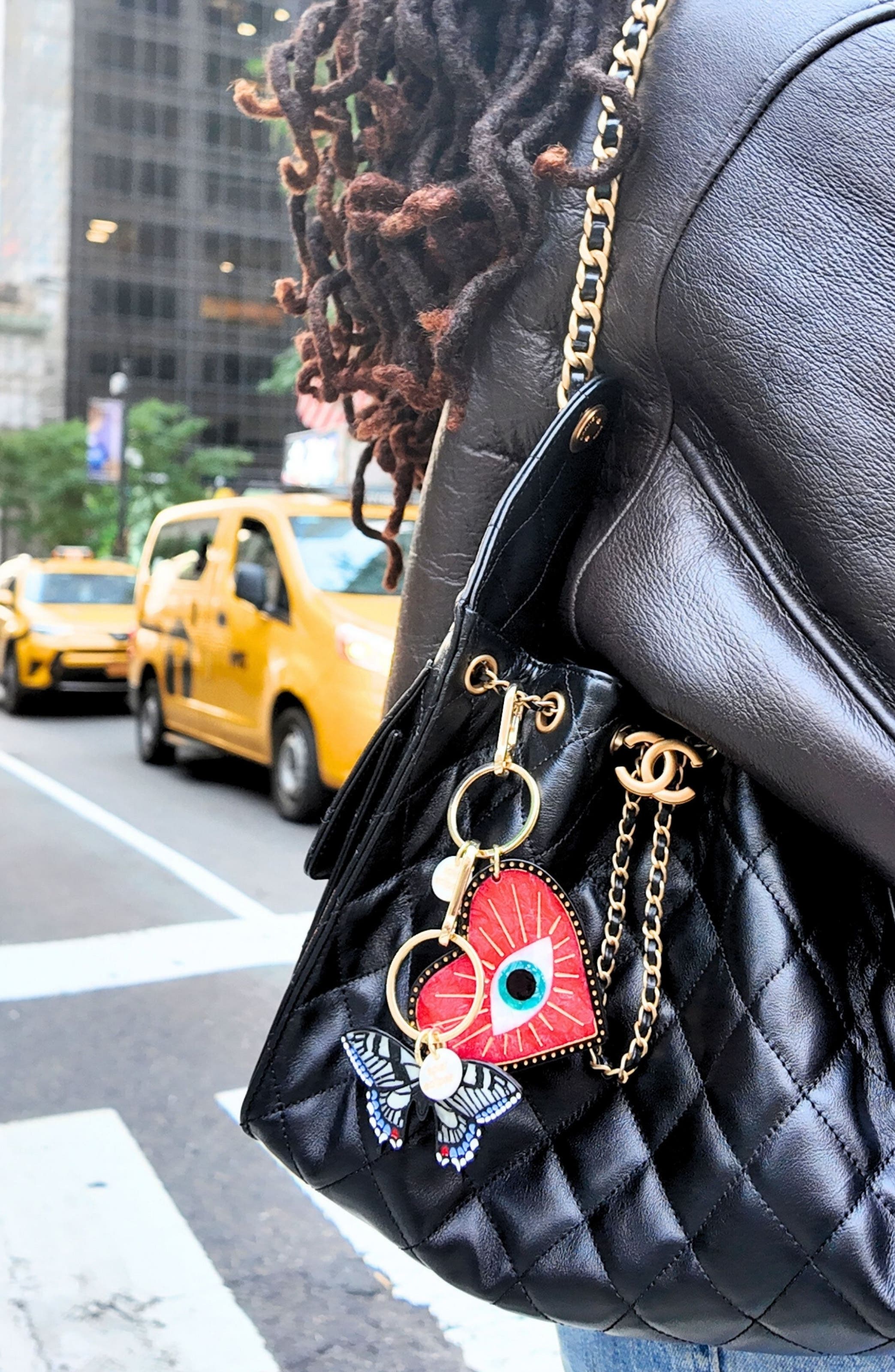 Solar Eclipse Hand Painted Lucky Eye Heart Key Chain Bag Charm | Nordstrom