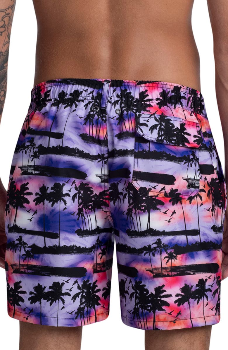 Bugatchi Tropical Sunset Print Swim Trunks | Nordstrom