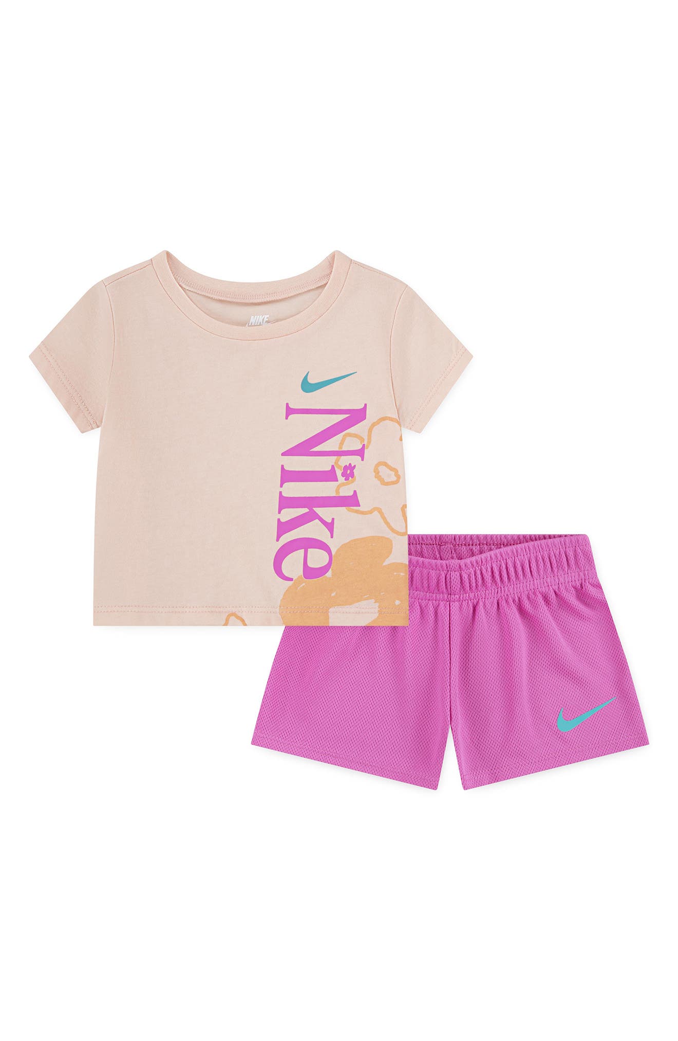 Nike Wild Flower Logo T-Shirt & Mesh Shorts Set | Nordstromrack