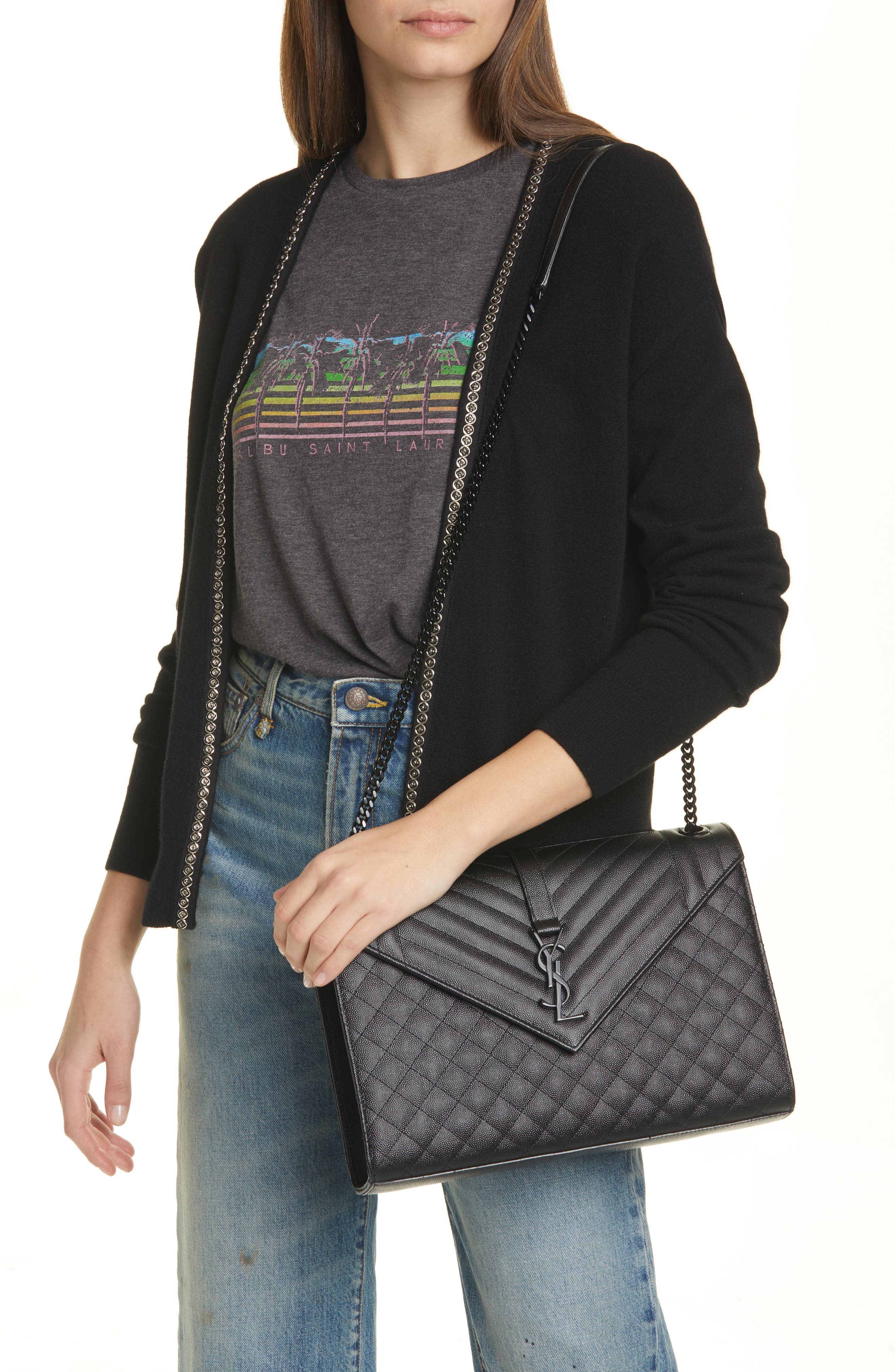 Saint Laurent Large Envelope Calfskin Leather Shoulder Bag | Nordstromrack