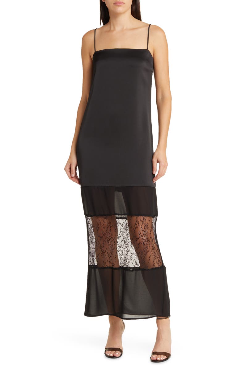 WAYF Rhea Lace Inset Satin Slipdress | Nordstrom