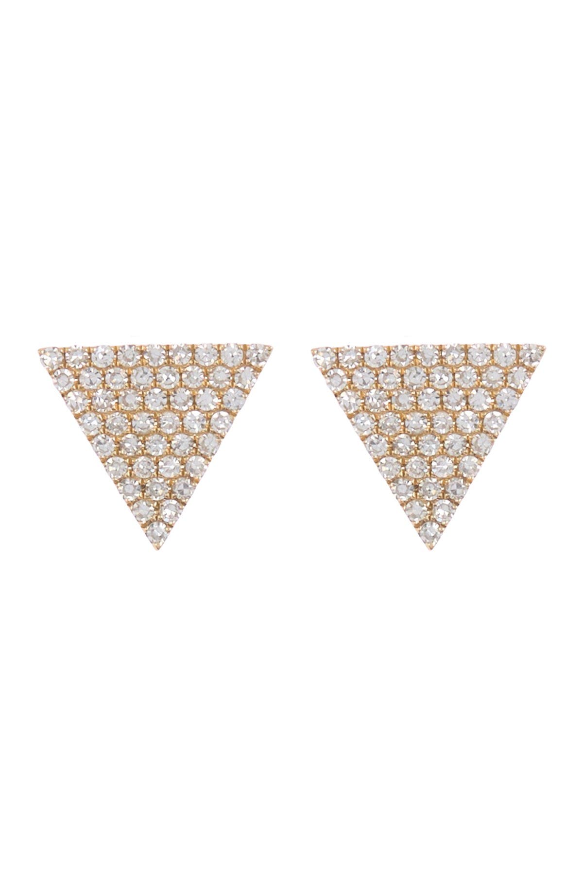 RON HAMI 14K Yellow Gold Pave Diamond Triangle Stud Earrings - 0.24 ctw ...